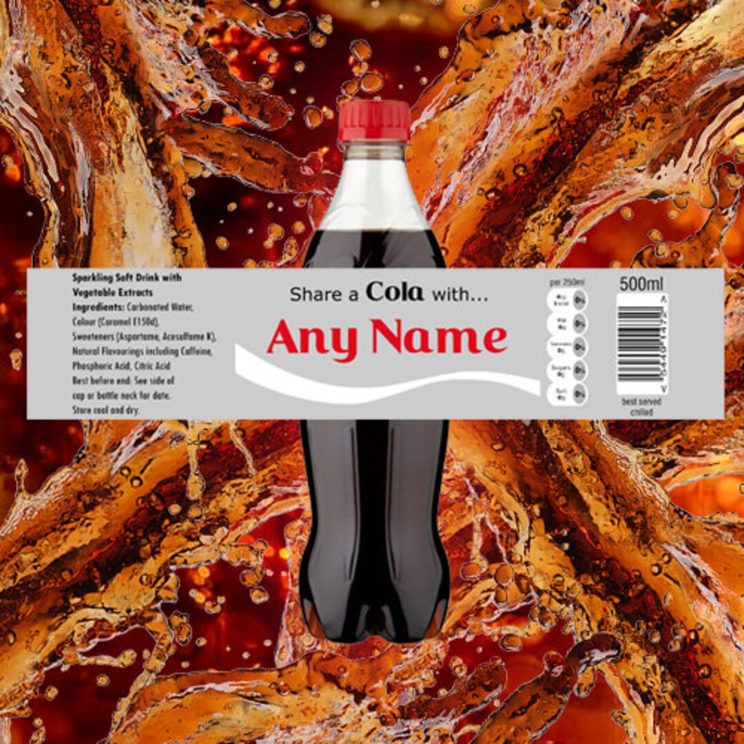 Personalised 'share a Cola' 500ml Diet Bottle Label Wrapper Father's ...