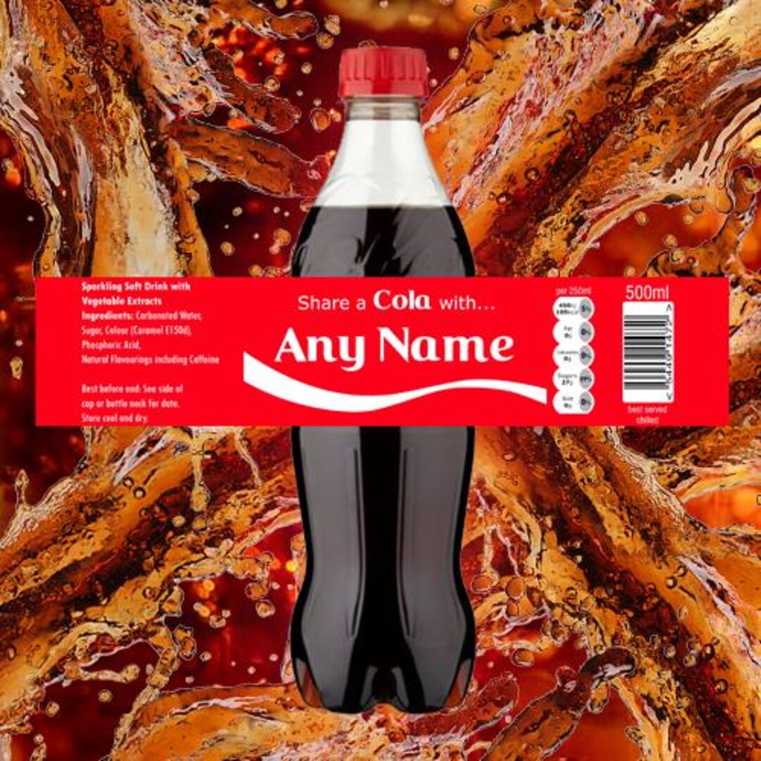 Personalised 'share a Cola' 500ml Bottle Label Wrapper Christmas ...