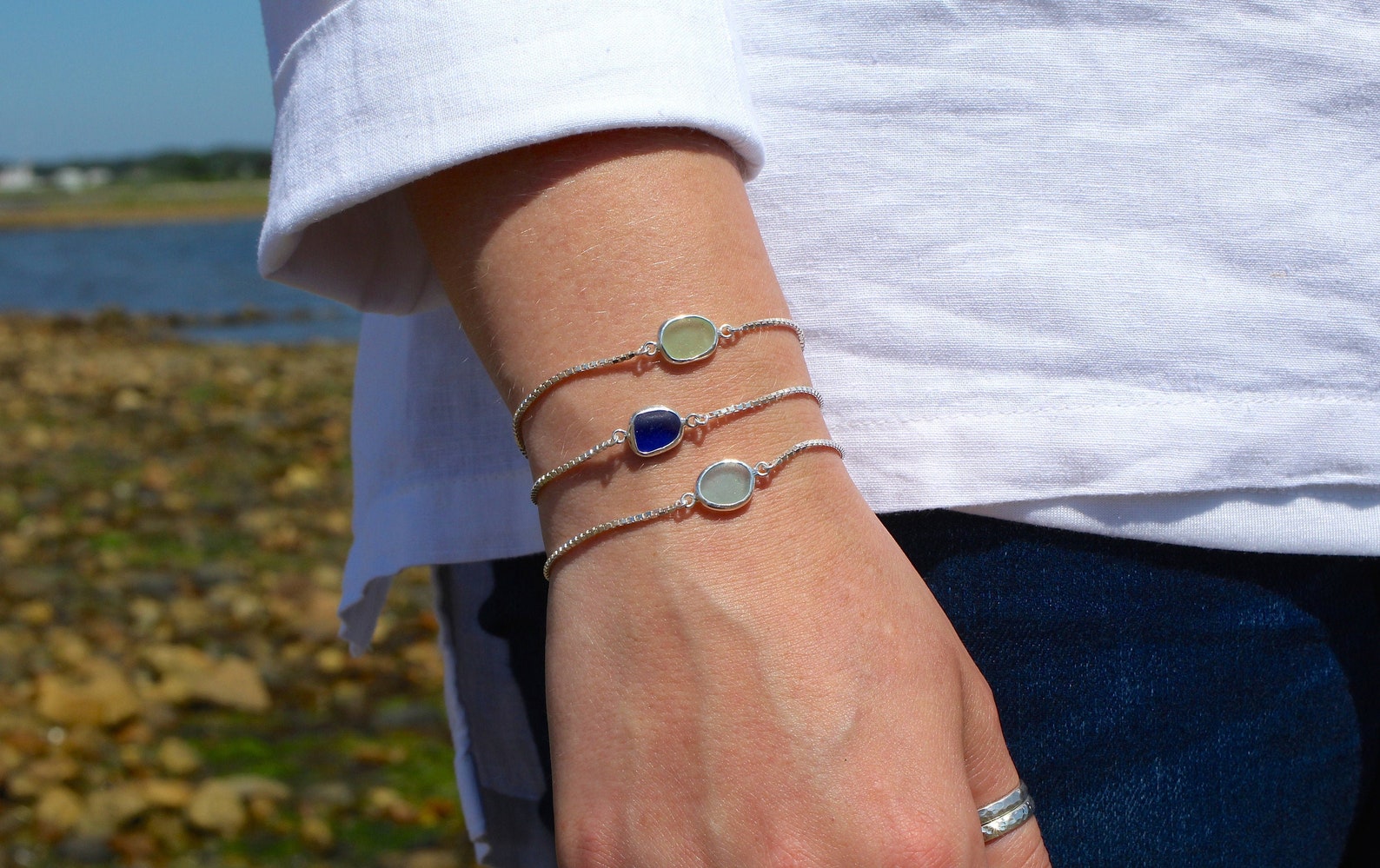 Adjustable Sea Glass Bracelet | Sea Glass Jewelry | Simple Sea Glass ...