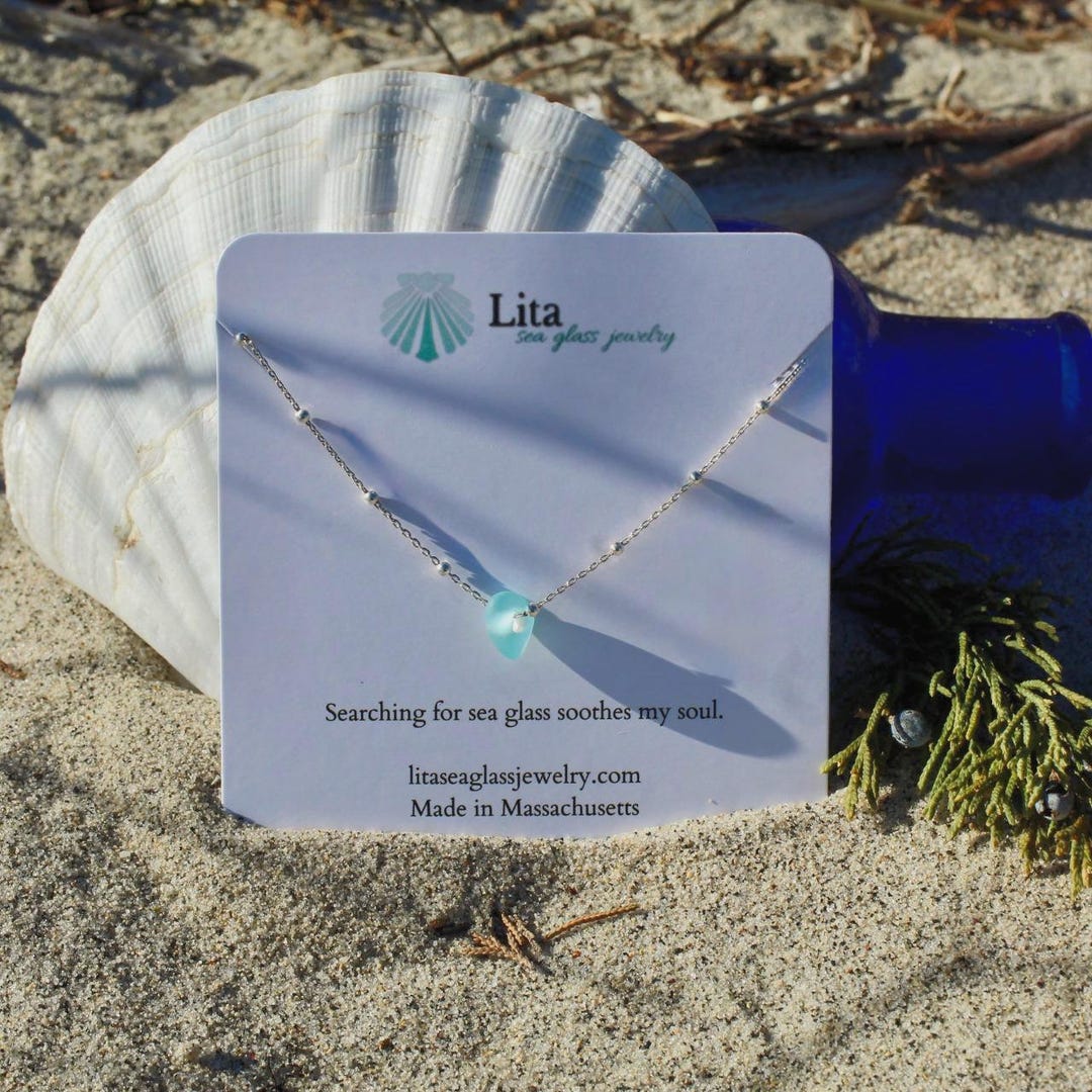 Sea Glass Necklace, Sterling Silver Beach Glass Jewelry, Sea Glass ...