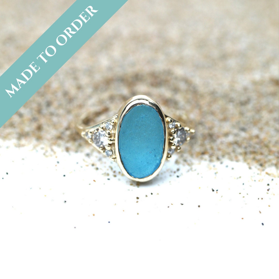 Luminary Sea Glass Engagement Ring | Alternative Engagement Ring | Sea ...