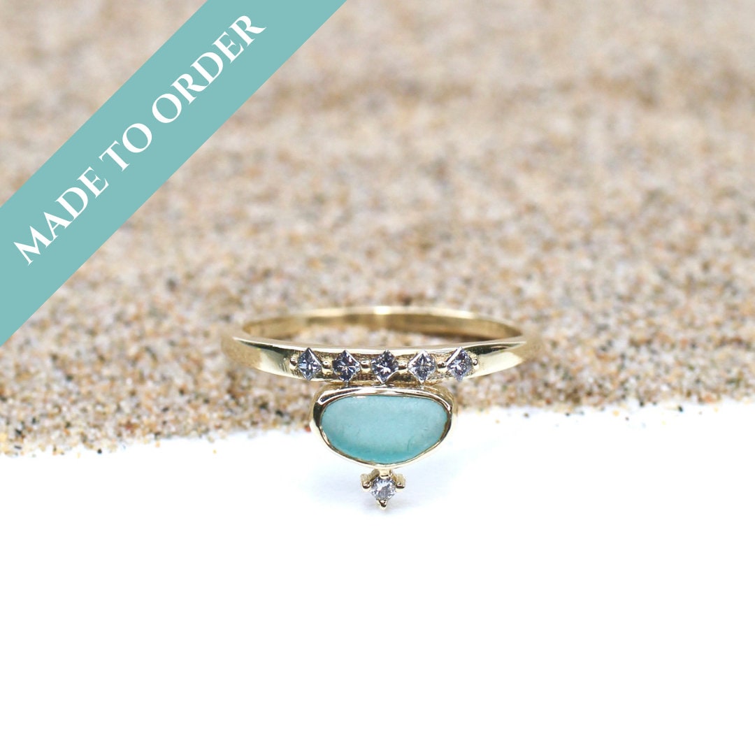 Empress Sea Glass Engagement Ring | Alternative Engagement Ring | Sea ...