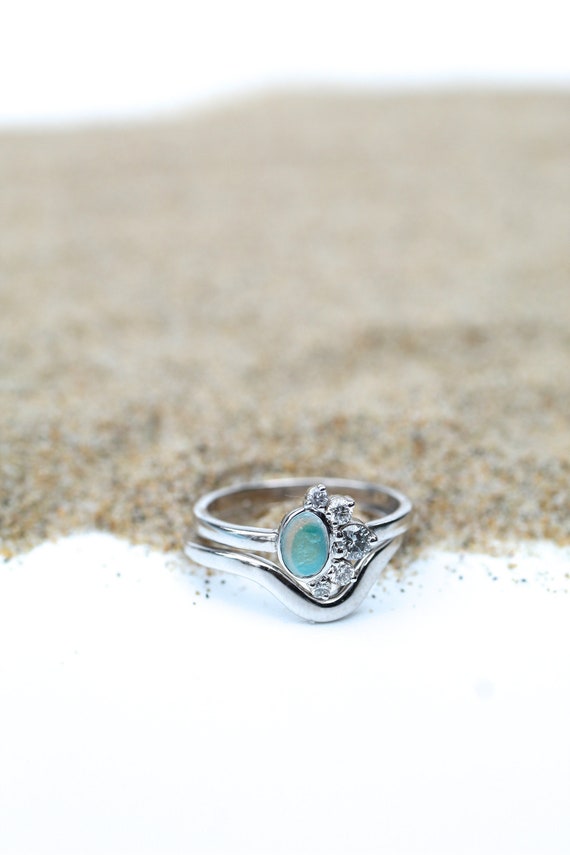 Coastline Sea Glass Engagement Ringalternative Engagement | Etsy