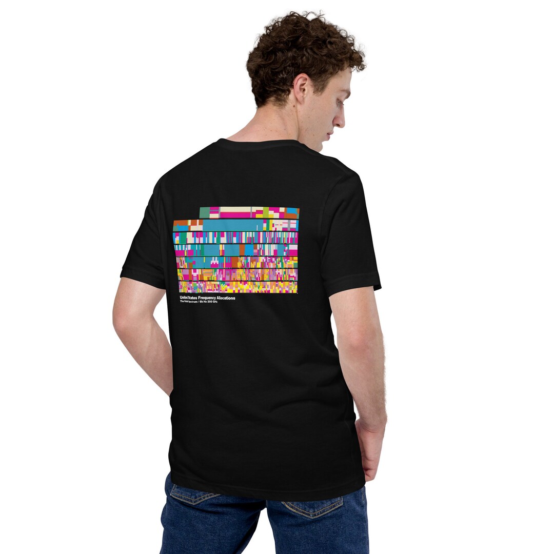 Unisex Radio Frequency Chart T-shirt (dark, Logo on Front, Art on Back ...