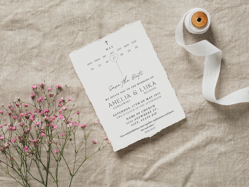 Christian Save the Date Invitations, Catholic Save the Date Card, Bible ...