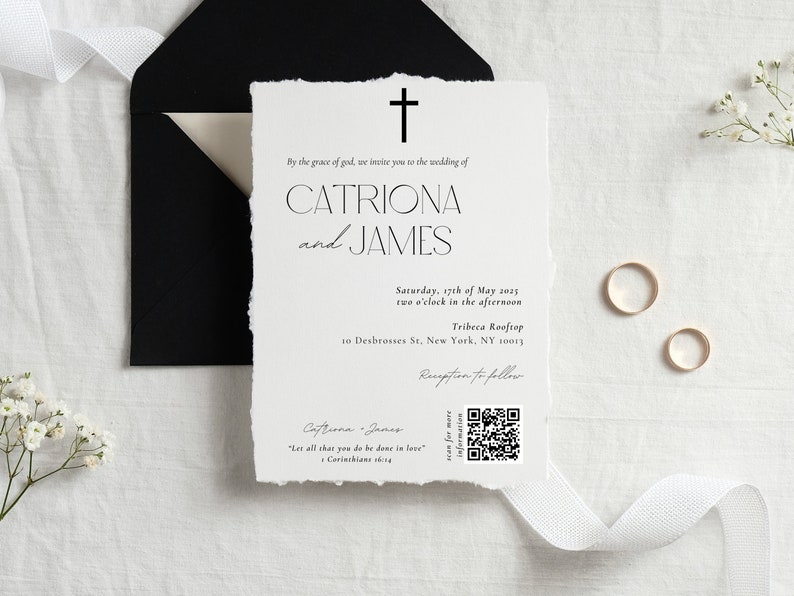 Christian Wedding Invitation Set, Bible Verse Invitations, Editable ...