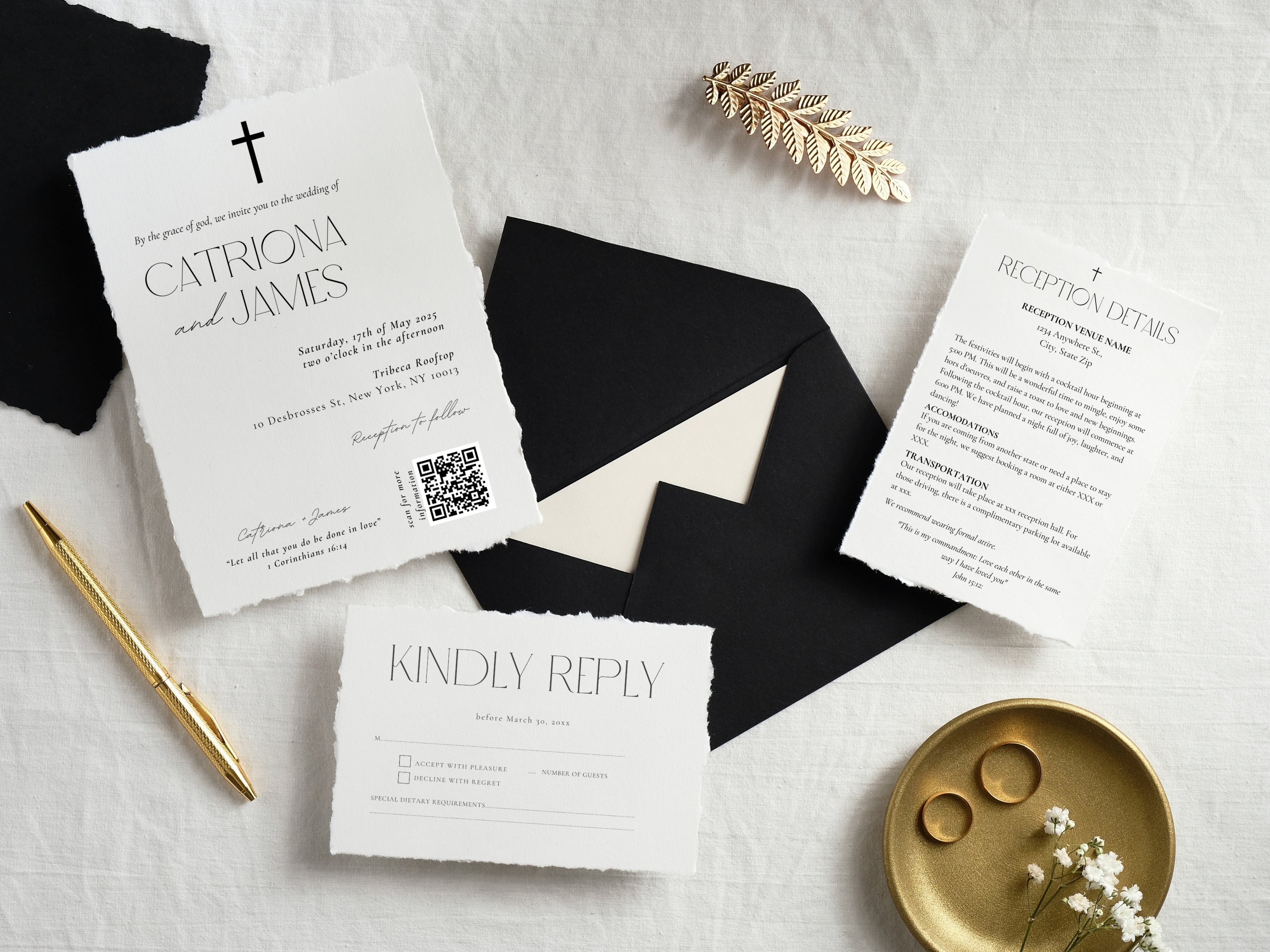 Christian Wedding Invitation Set, Bible Verse Invitations, Editable ...