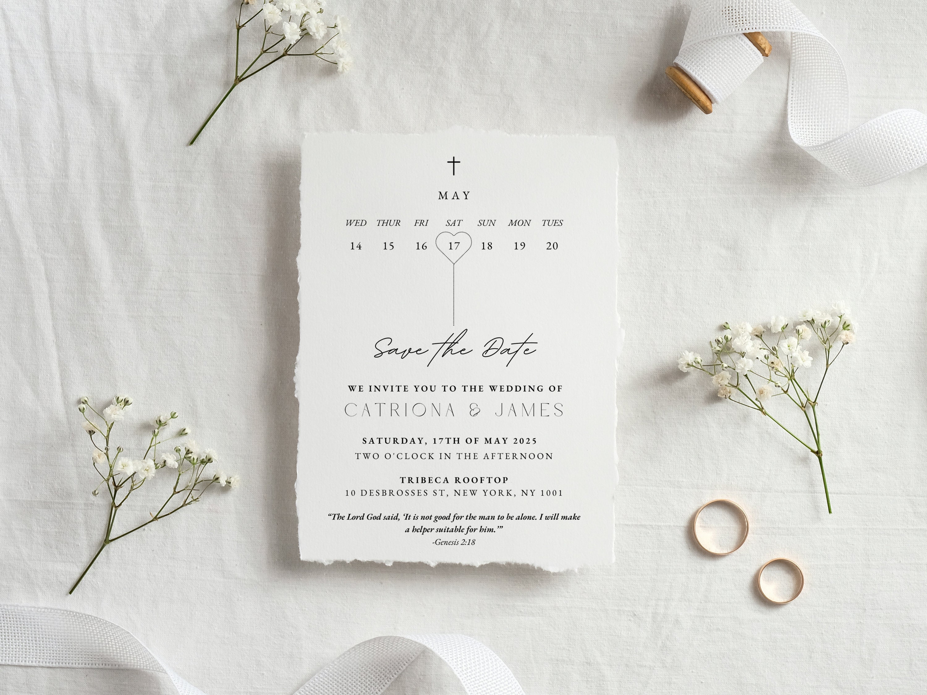 Christian Save the Date Invitations, Catholic Save the Date Card, Bible ...