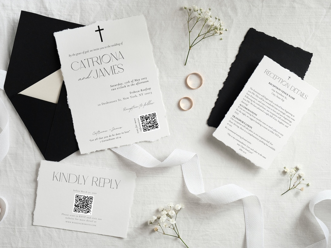 Christian Wedding Invitation Set, Bible Verse Invitations, Editable ...