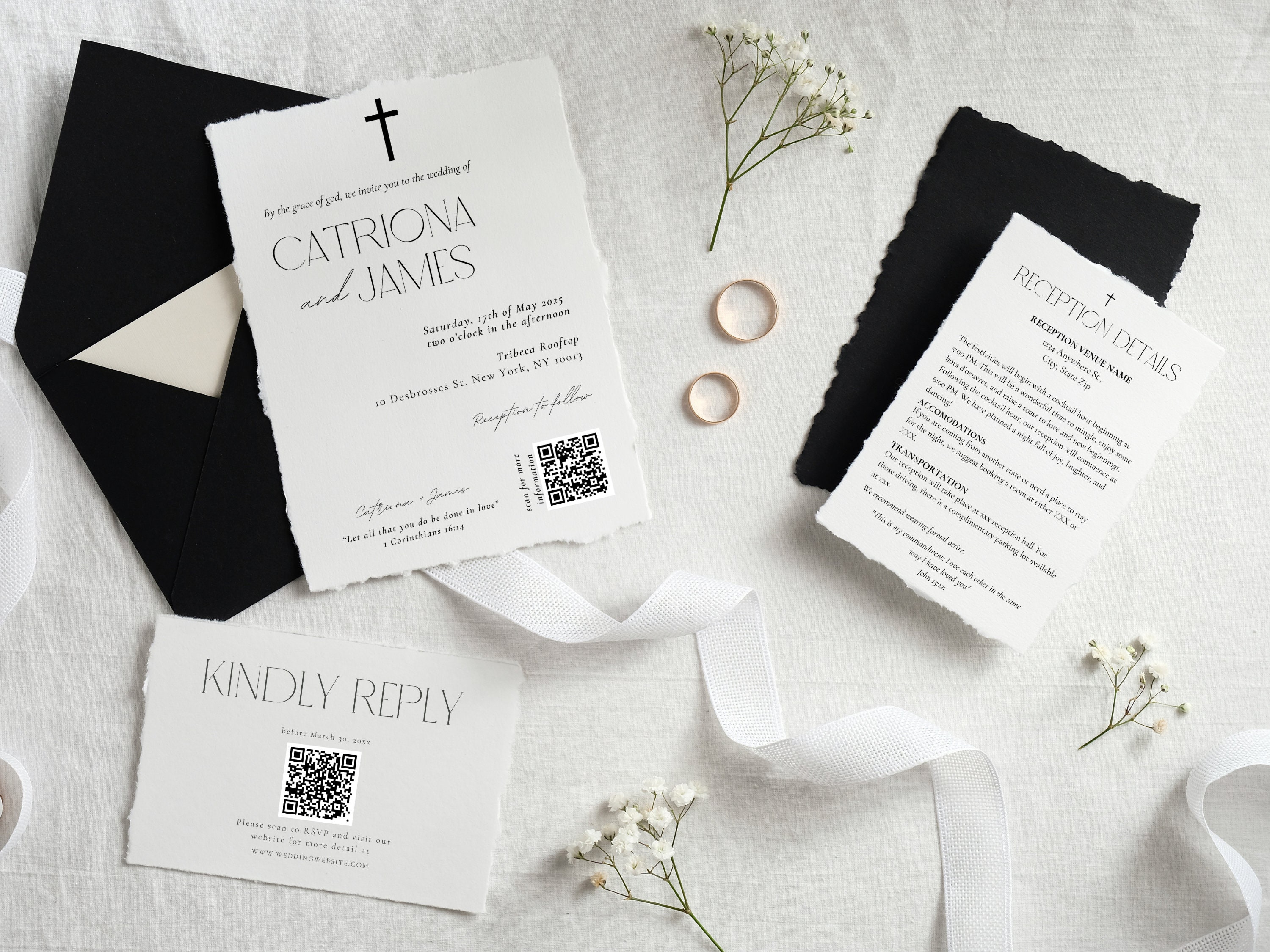 Christian Wedding Invitation Set, Bible Verse Invitations, Editable ...