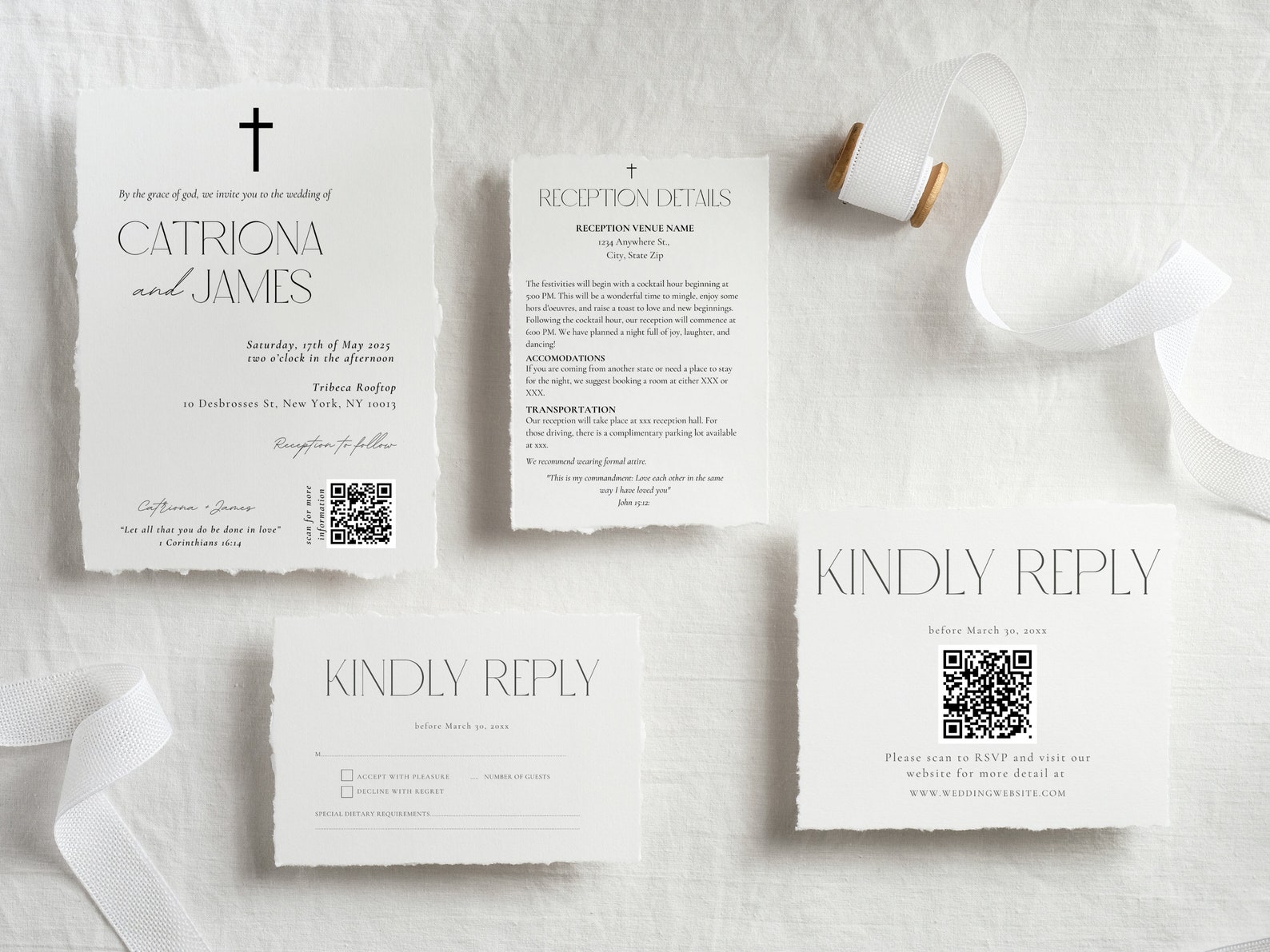 Christian Wedding Invitation Set, Bible Verse Invitations, Editable ...
