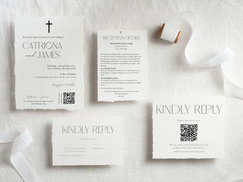 Christian Wedding Invitation Set, Bible Verse Invitations, Editable ...