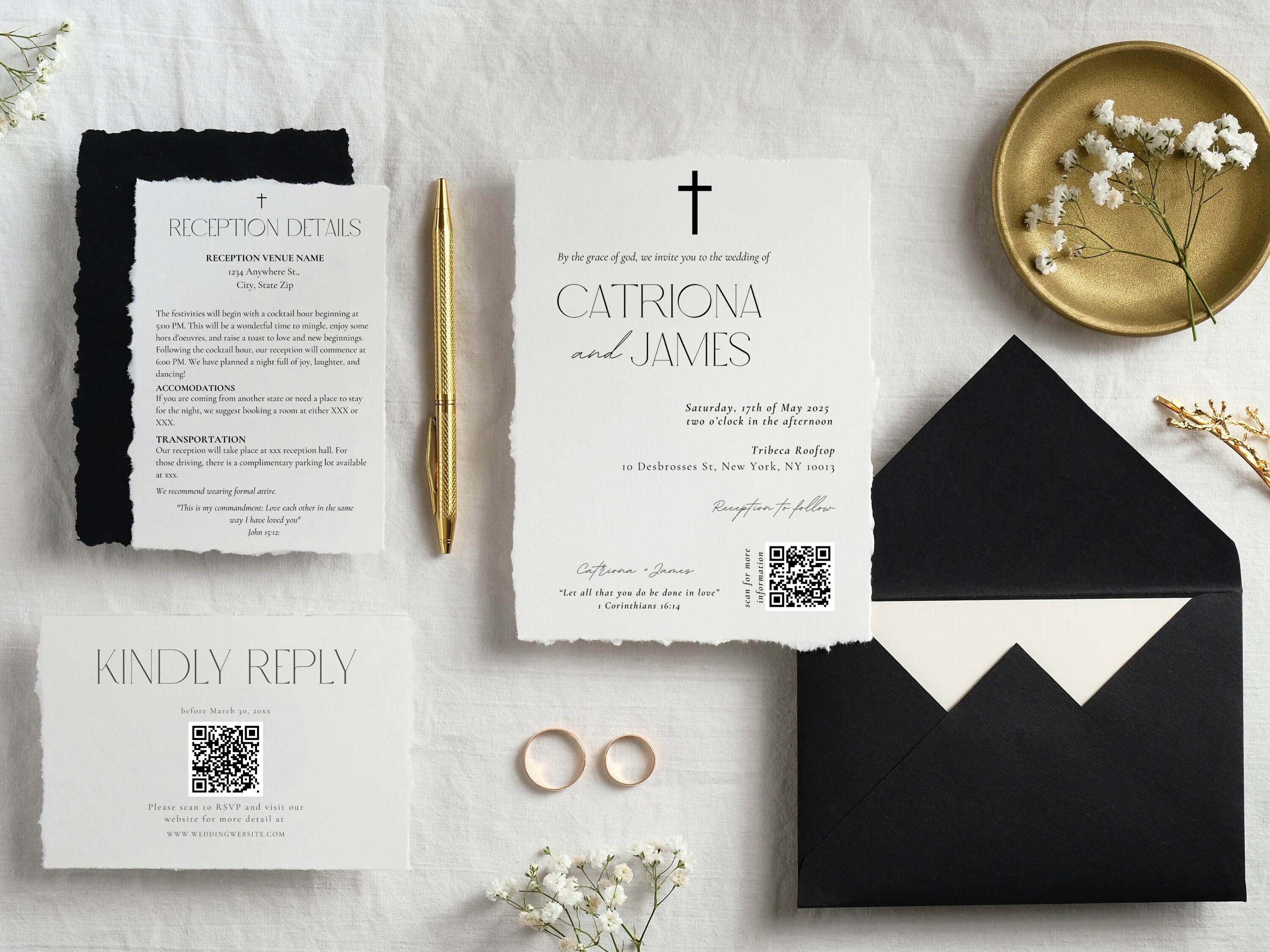 Christian Wedding Invitation Set, Bible Verse Invitations, Editable ...