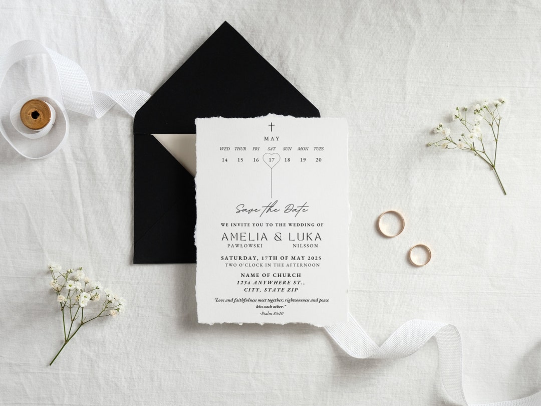 Christian Save the Date Invitations, Catholic Save the Date Card, Bible ...