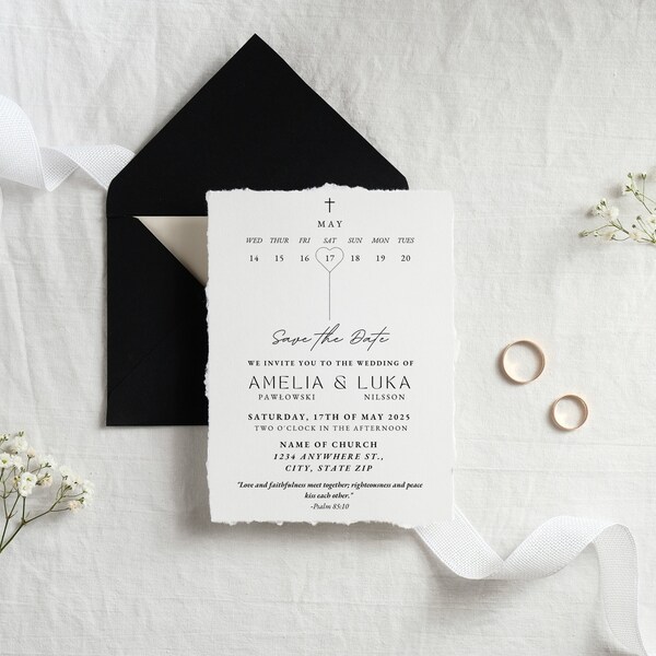 Christian Save the Date Invitations, Catholic Save the Date Card, Bible ...