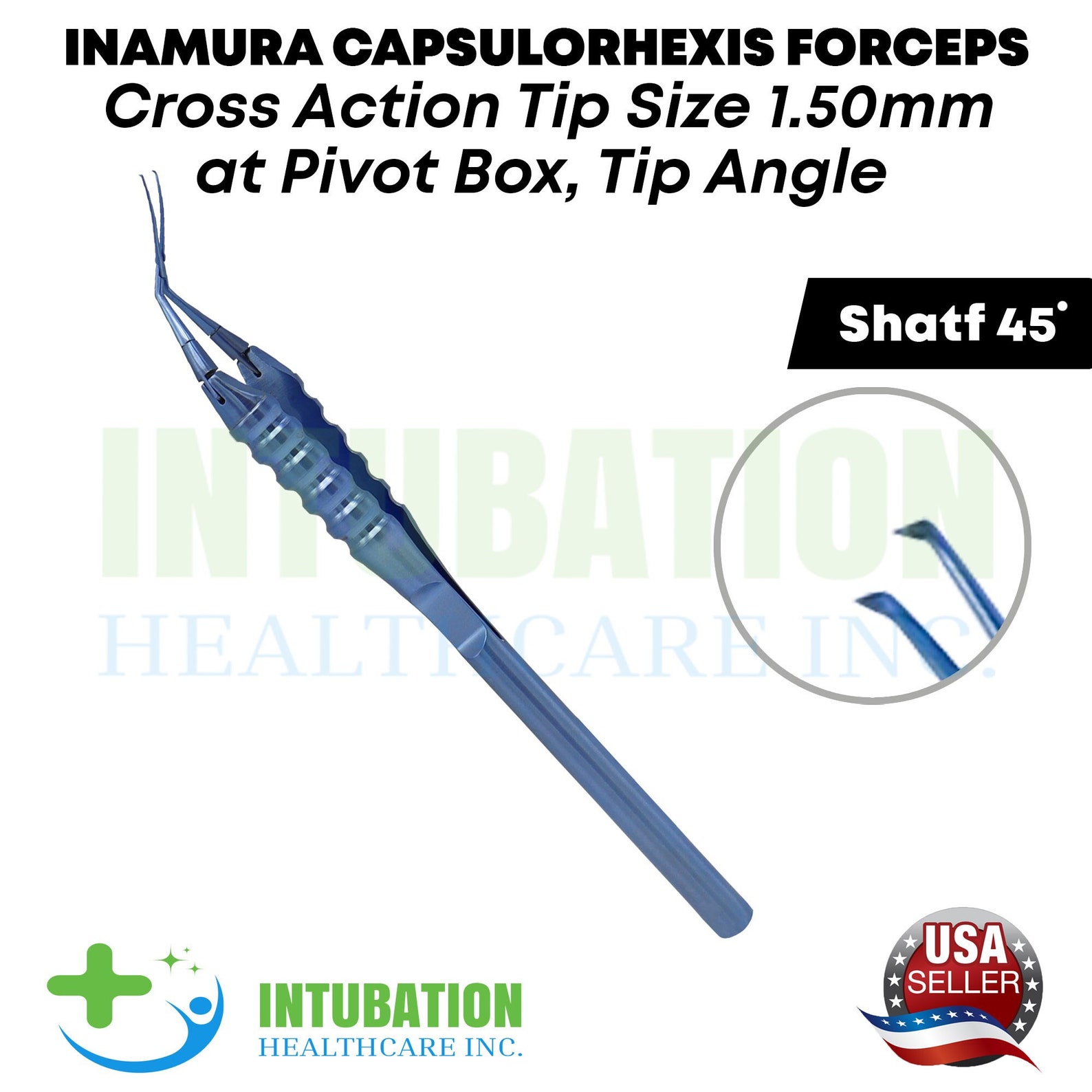 Inamura Capsulorhexis Forceps Cross Action 1.5mm Tip Angle 45 ...