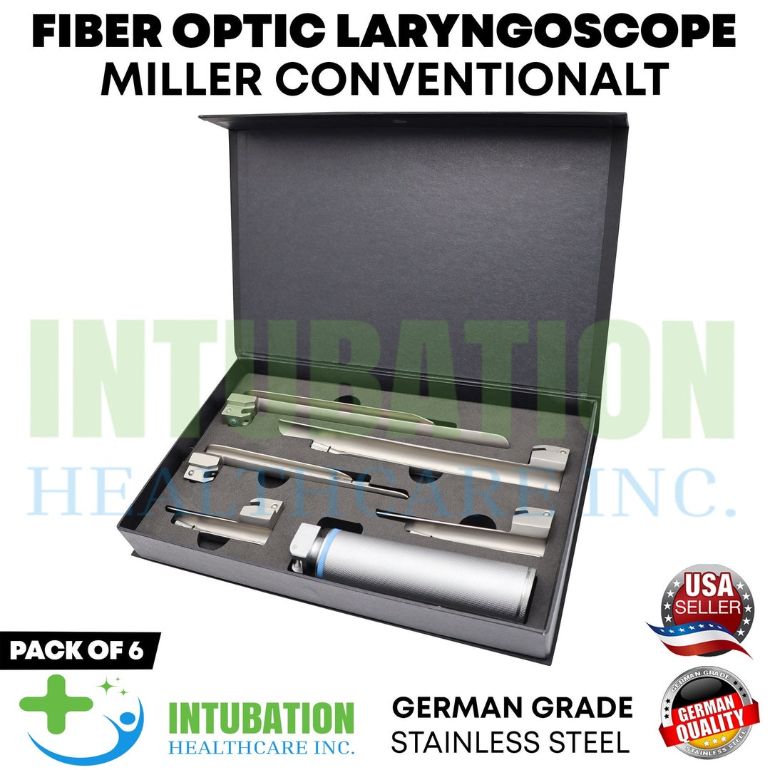 Fiber Optic Laryngoscope Intubation Miller Conventional Blades & Handle ...