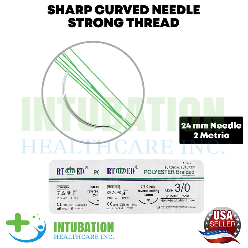 3/0 Surgical Suture Polyester Braided Thread Sterile Sutures Threads ...