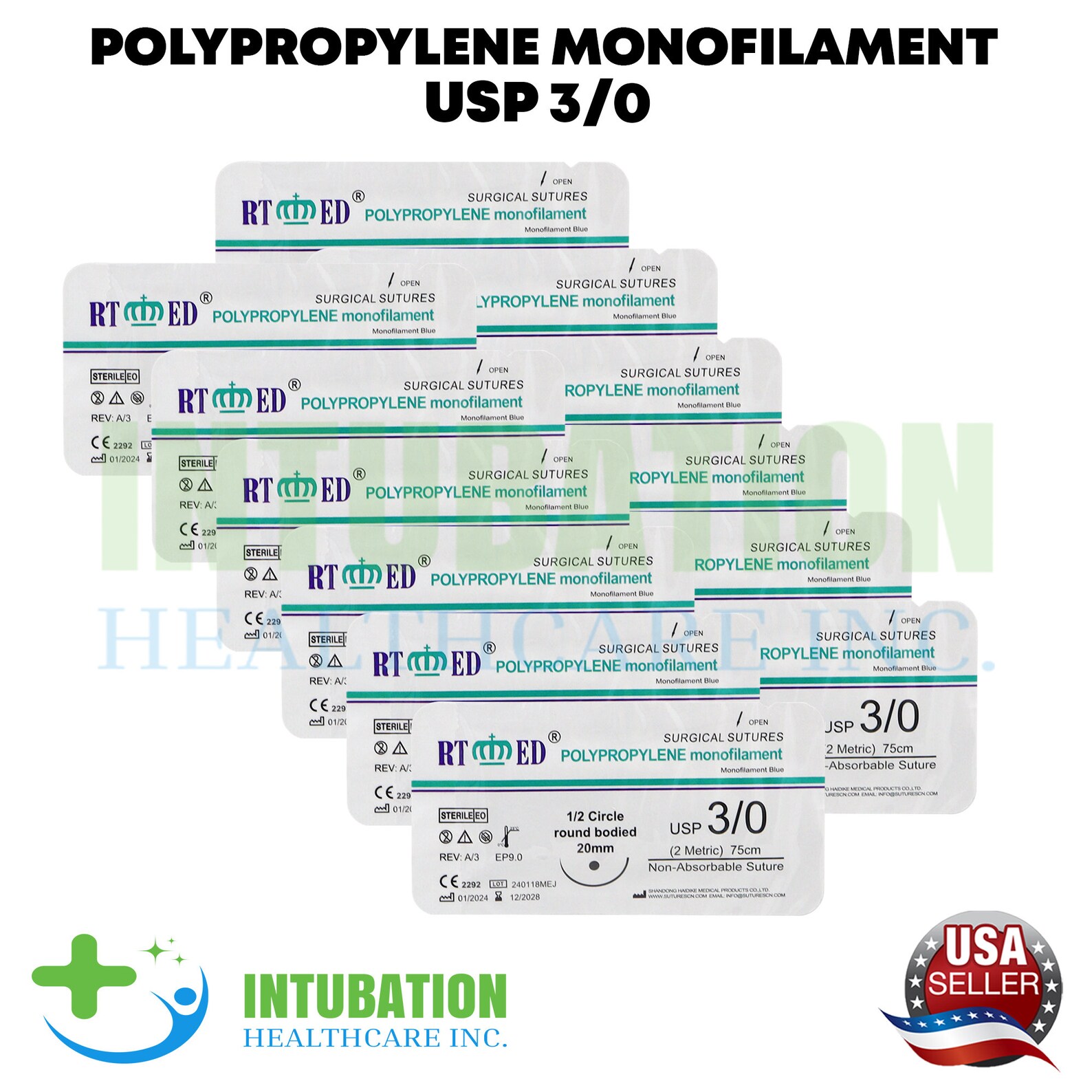 3/0 Surgical Suture Polypropylene Monofilament Thread Sterile Sutures ...