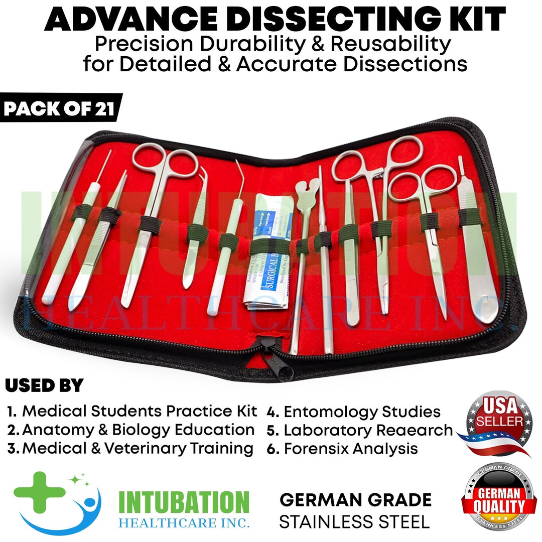 Student Dissecting Lab Kit 20 Pcs Biology Tool Set With Case Scalpels ...