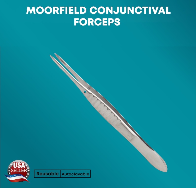 Moorfield Conjunctival Forceps 0.5mm Tip Grooved Section Surgical Tools ...
