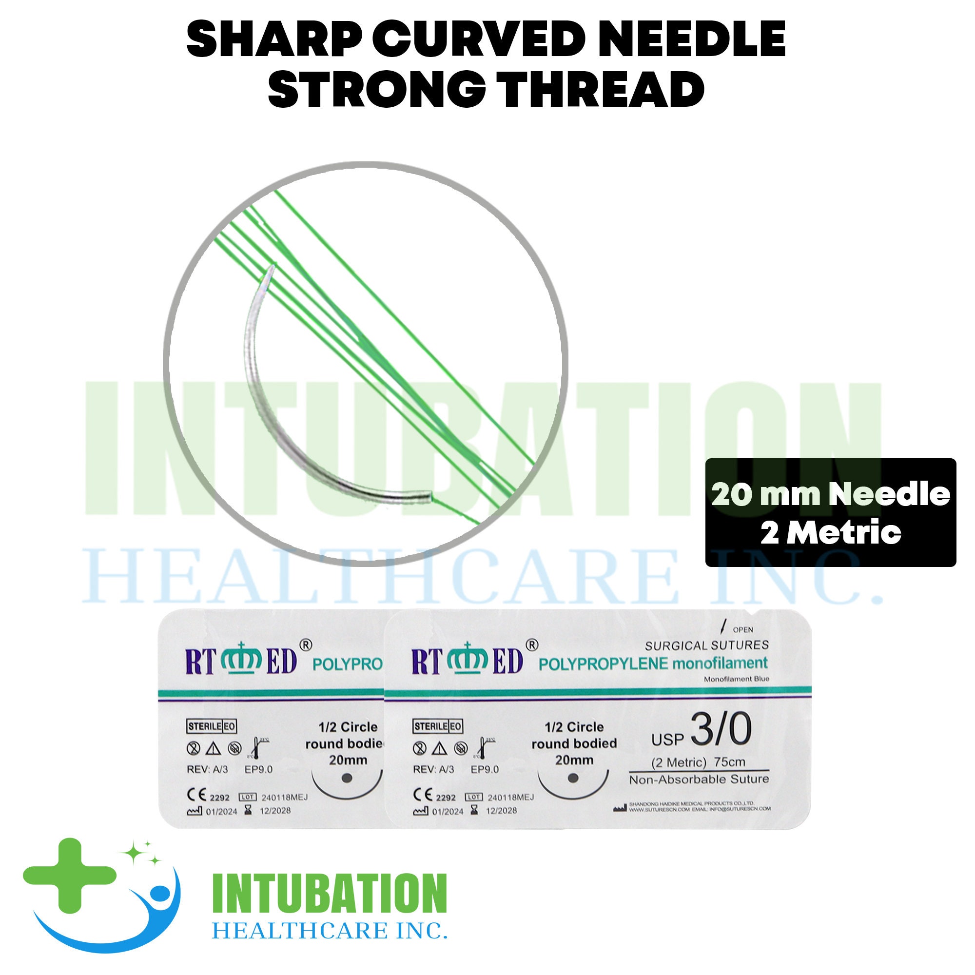 3/0 Surgical Suture Polypropylene Monofilament Thread Sterile Sutures ...