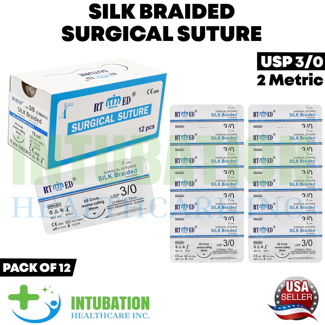 3/0 Suture Silk Braided Thread Sterile Surgical Sutures Threads ...