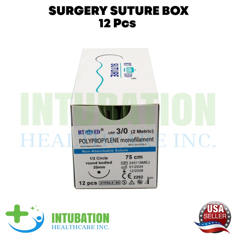 3/0 Surgical Suture Polypropylene Monofilament Thread Sterile Sutures ...