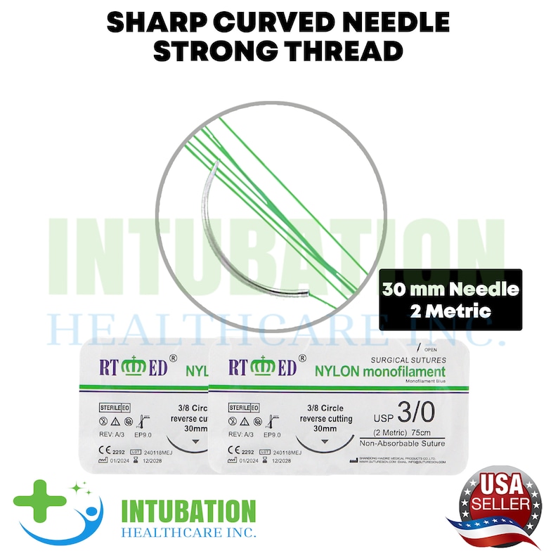 3/0 Suture Nylon Monofilament Thread Sterile Surgical Sutures Threads ...