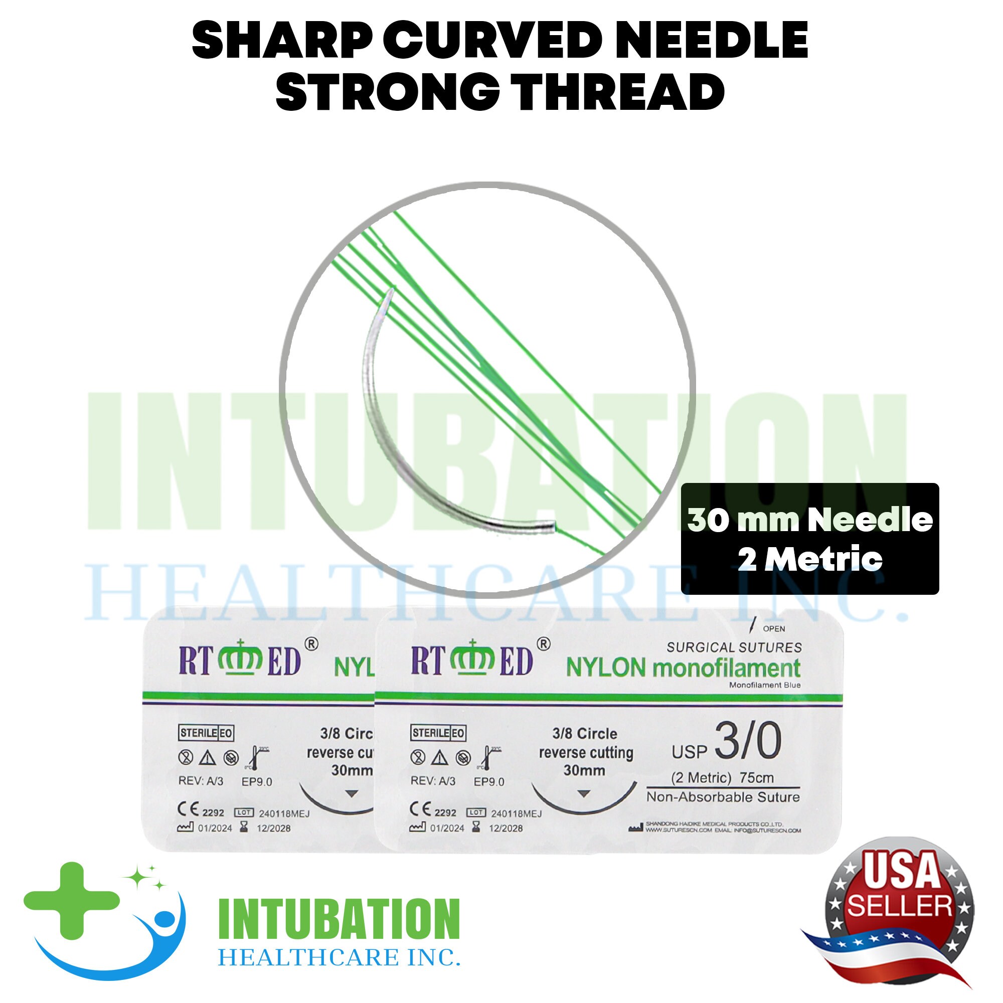 3/0 Suture Nylon Monofilament Thread Sterile Surgical Sutures Threads ...