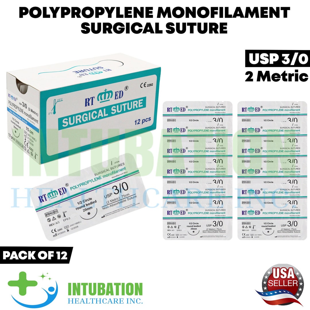 3/0 Surgical Suture Polypropylene Monofilament Thread Sterile Sutures ...
