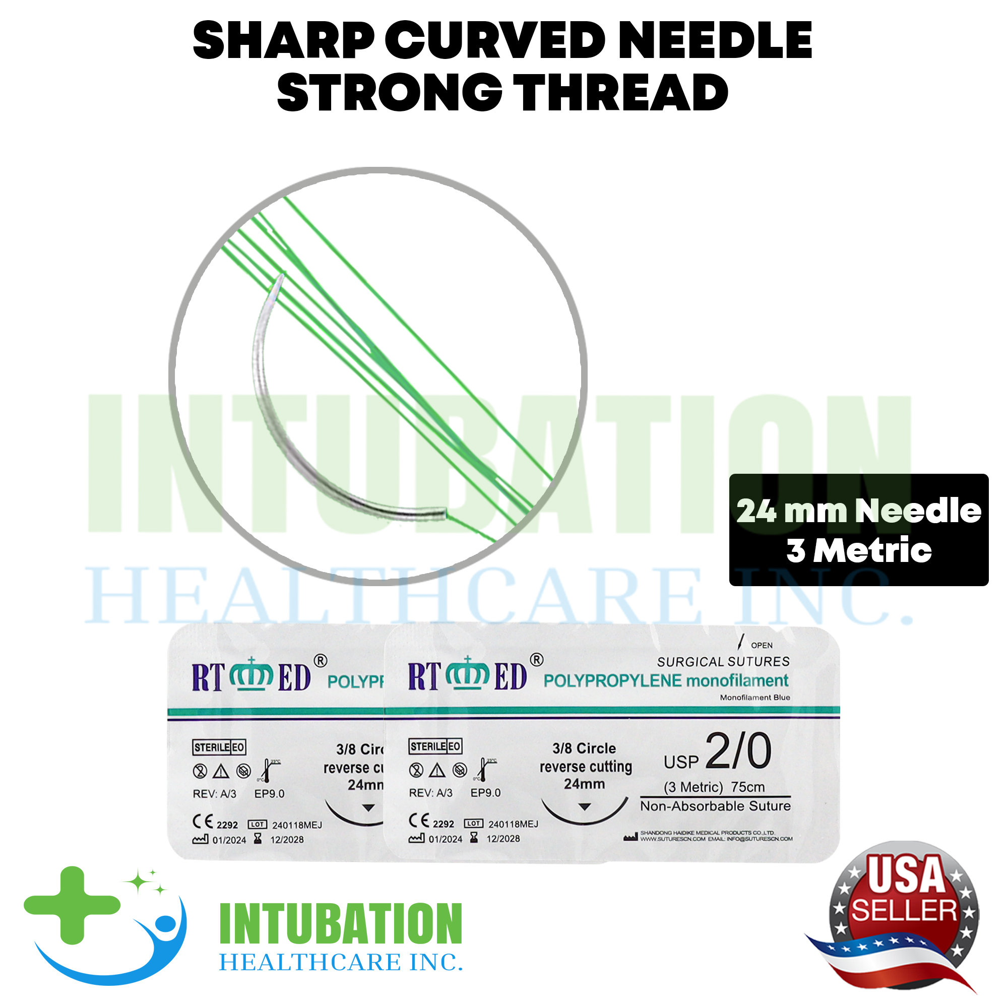 2/0 Surgical Suture Polypropylene Monofilament Thread Sterile Sutures ...