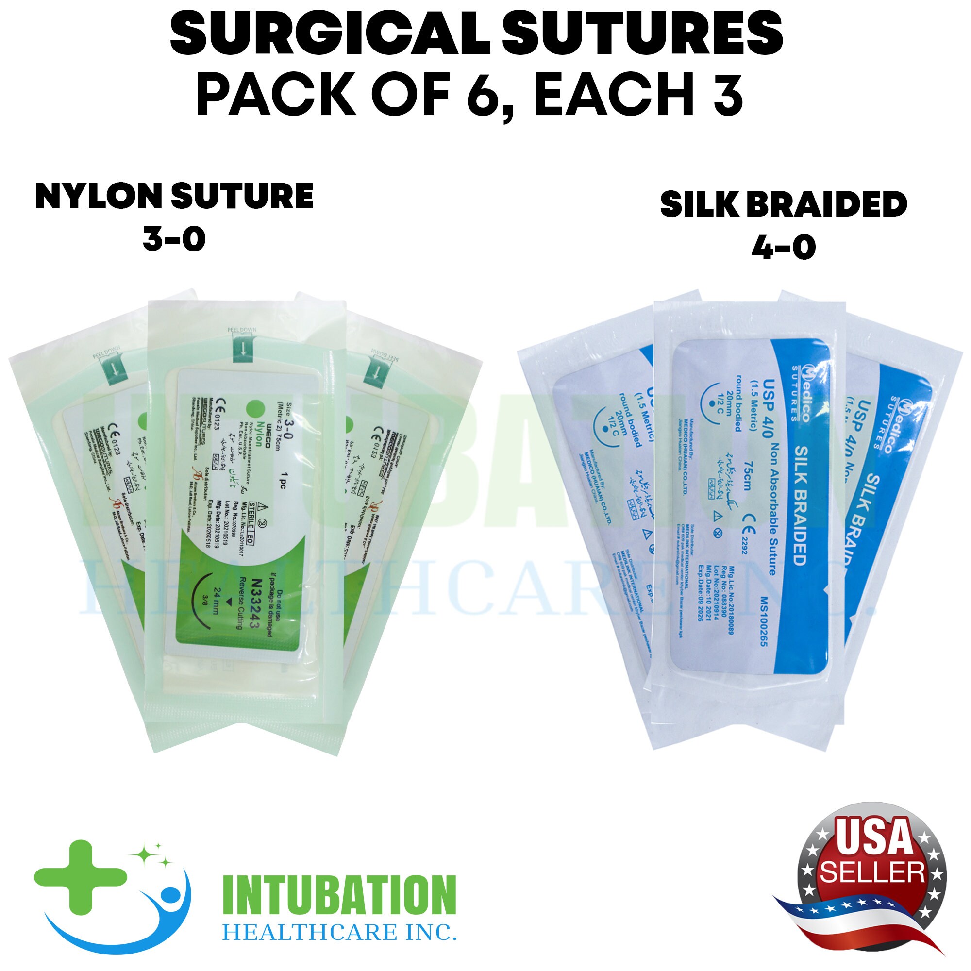 18 Pcs Suture Kit Complete Practice Sutures Kits Medical Veterinary ...