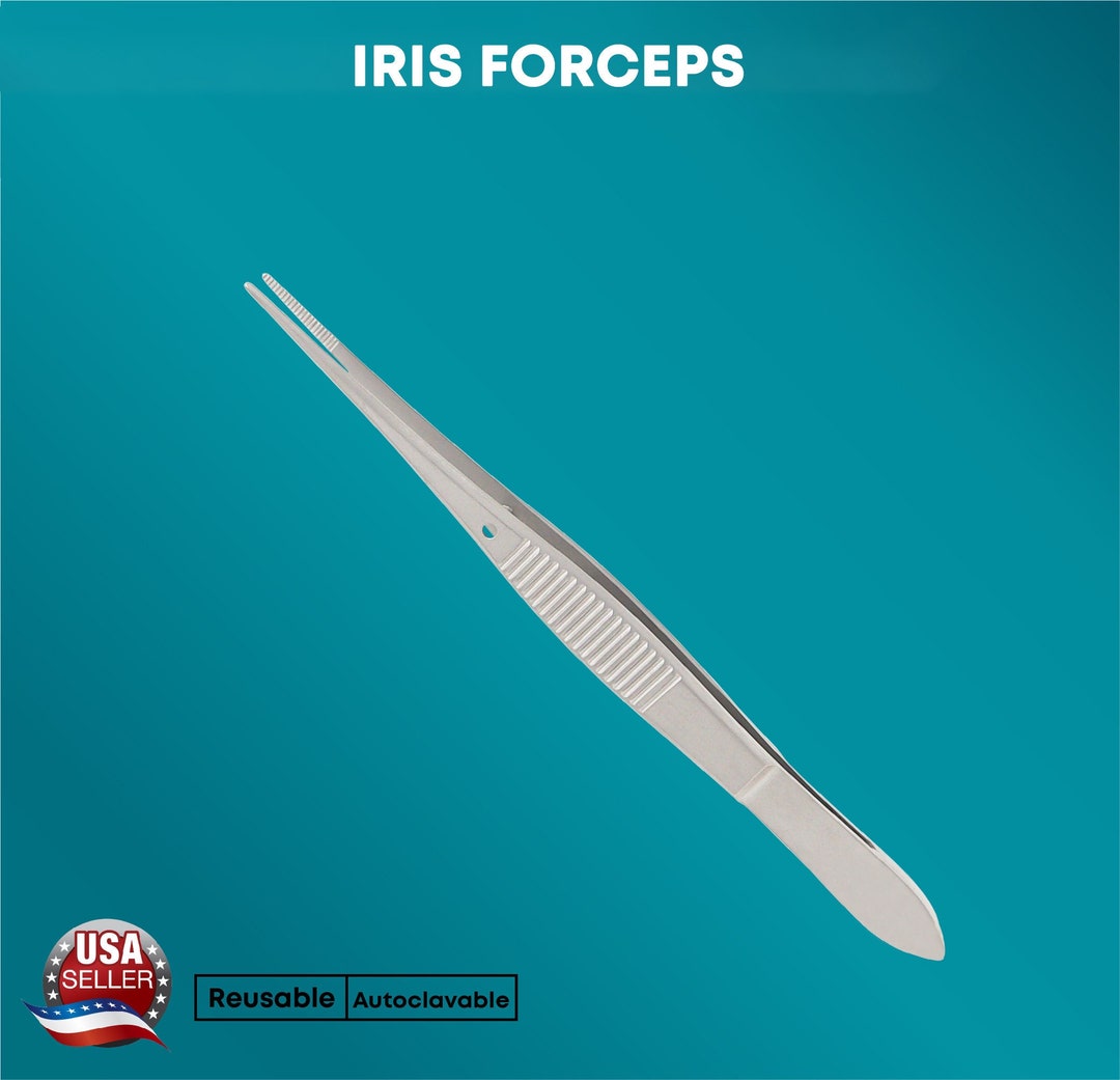 Iris Forceps Straight 1mm Serrated Tip Premium Eyelid Eye Surgical ...
