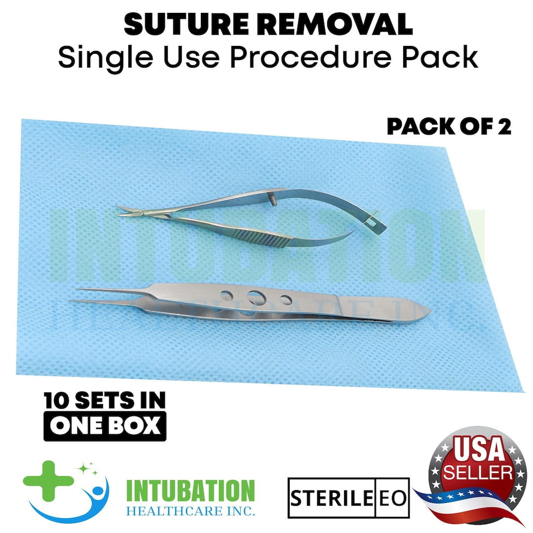 Single Use Suture Tying Forceps & Vannas Scissors Curved Suture Removal ...