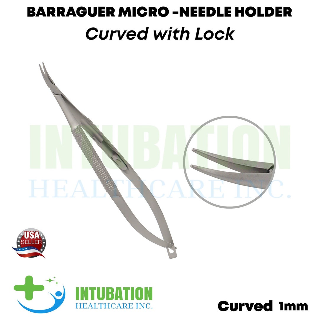 Barraquer Micro Needle Holder Curved 1mm With Lock Surgical Ophthalmic ...