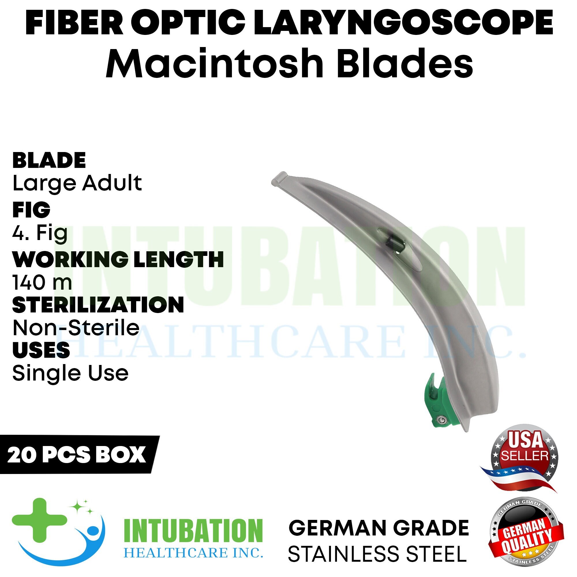 Macintosh Blades Fig. 4 Single Use Large Adult Size Blade Fiber Optic ...