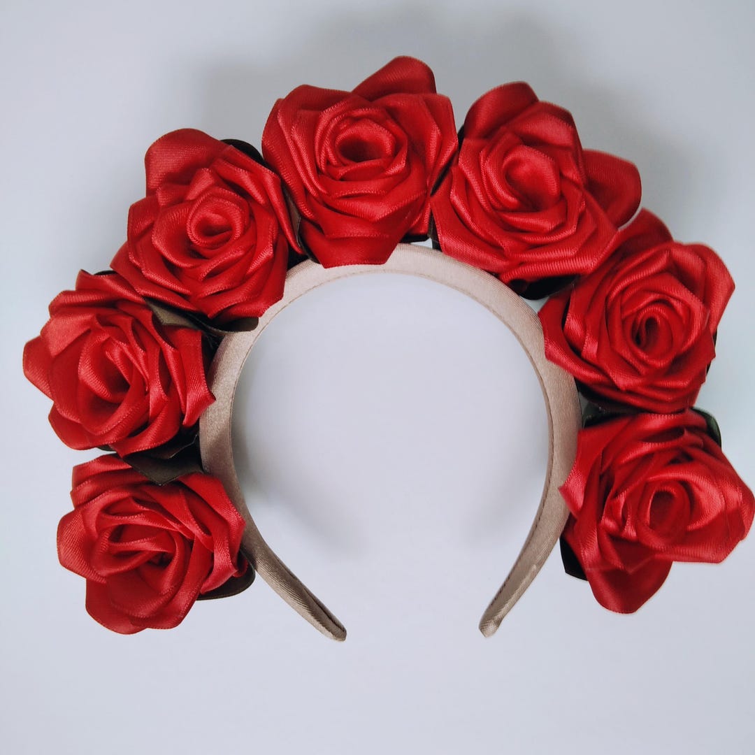 Red Roses Headband, Boho Unique Flower Crown, Frida Kalho, Wedding ...
