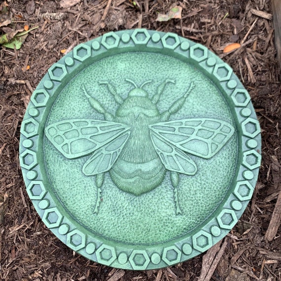 Cast Stone Bumble Bee Stepping Stone moss and Yard Sculpture - Etsy