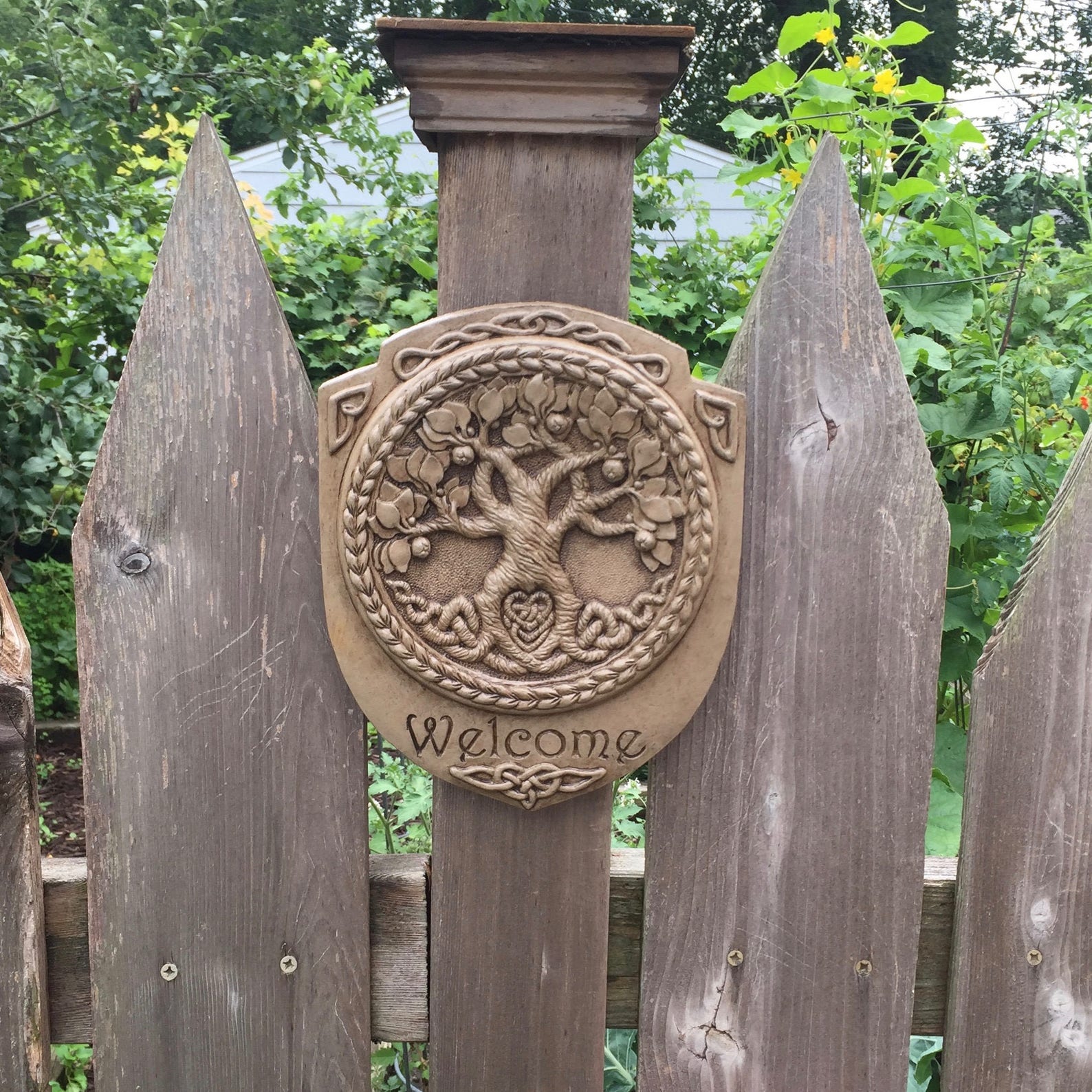 Tree of Life Welcome Plaque Garden Art in Concrete (brownstone) - Etsy