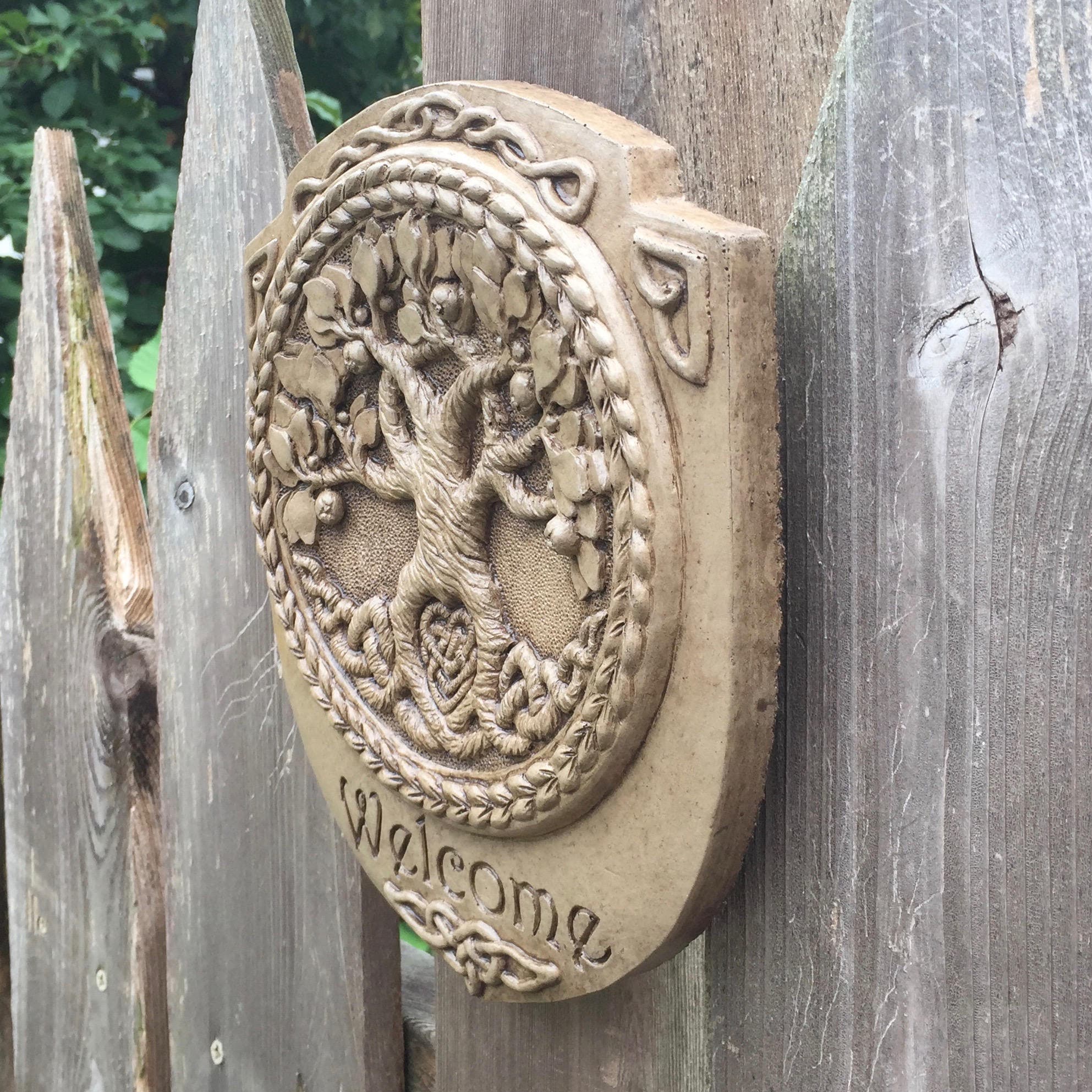 Tree of Life Welcome Plaque Garden Art in Concrete (brownstone) - Etsy