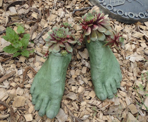 Concrete Planter Goddess Planter feet Moss Garden Art | Etsy