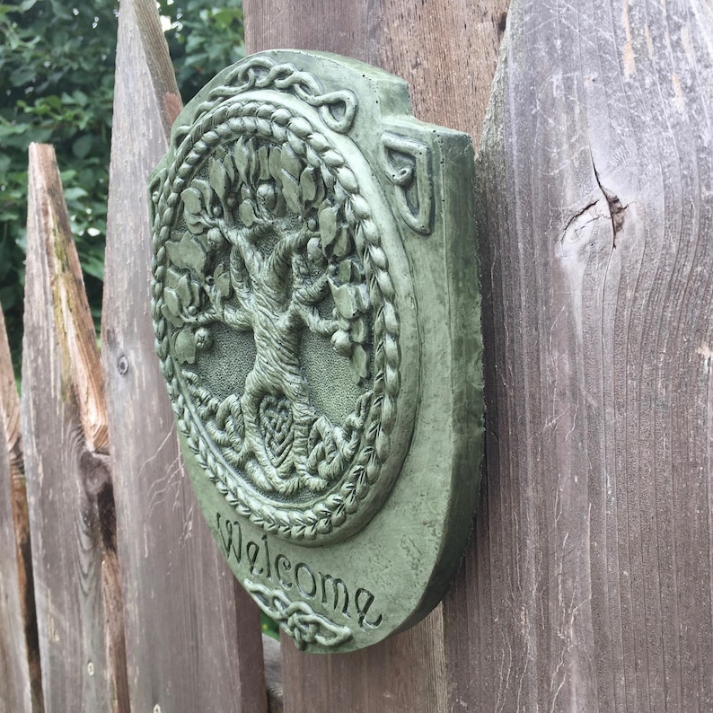 Tree of Life Welcome Plaque Garden Art in Concrete in Moss (green) - Etsy