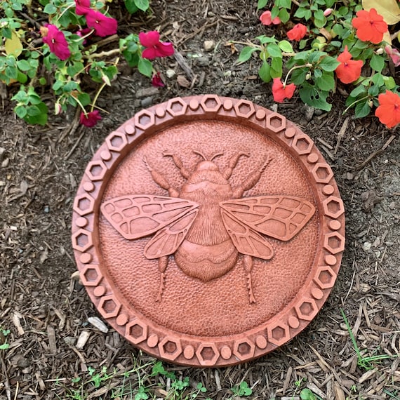 Cast Stone Bumble Bee Stepping Stone terracotta and Garden | Etsy