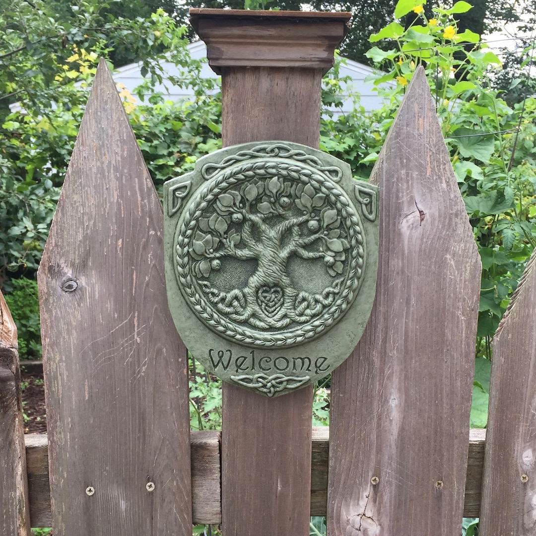 Tree of Life Welcome Plaque Garden Art in Concrete in Moss (green) - Etsy