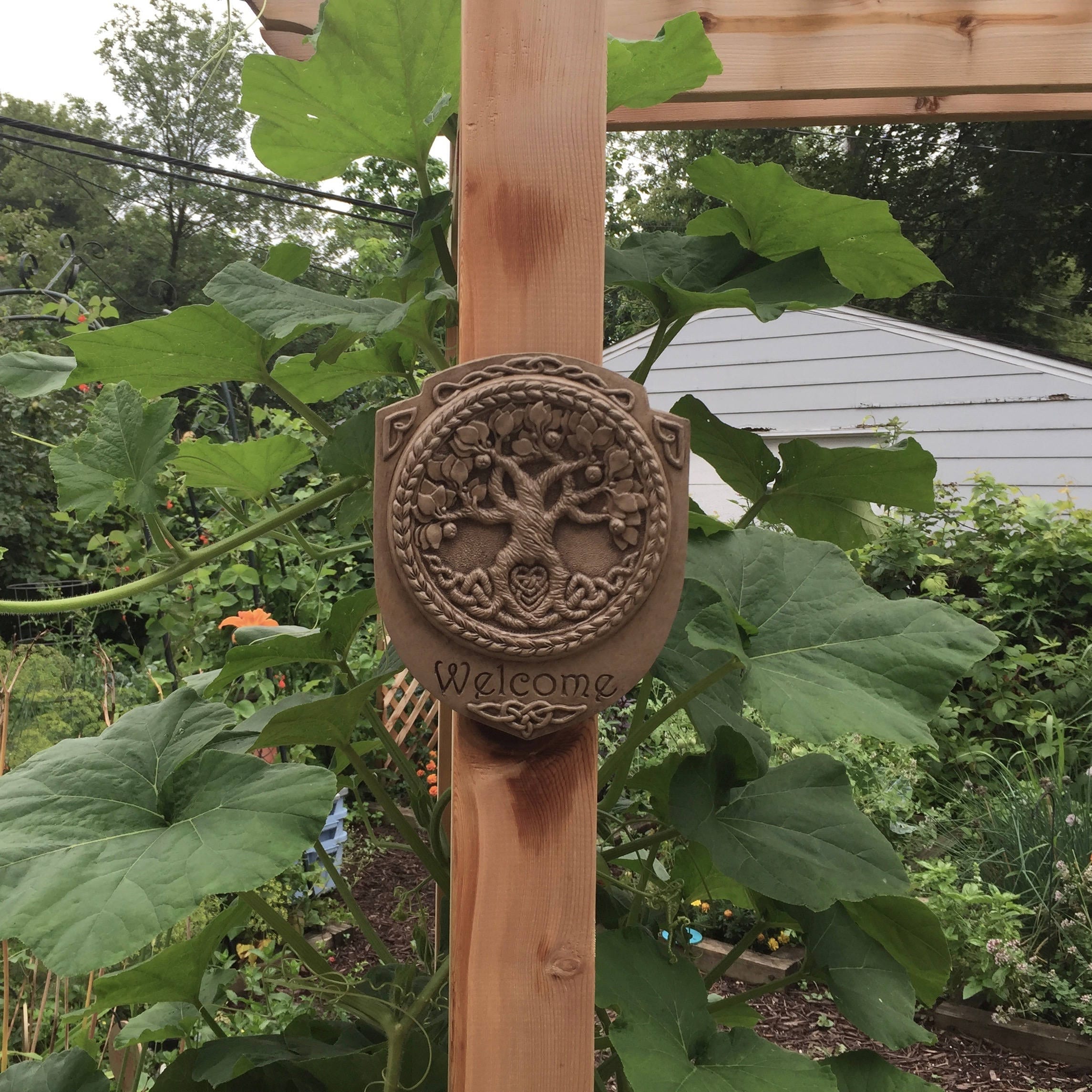 Tree of Life Welcome Plaque Garden Art in Concrete (brownstone) - Etsy
