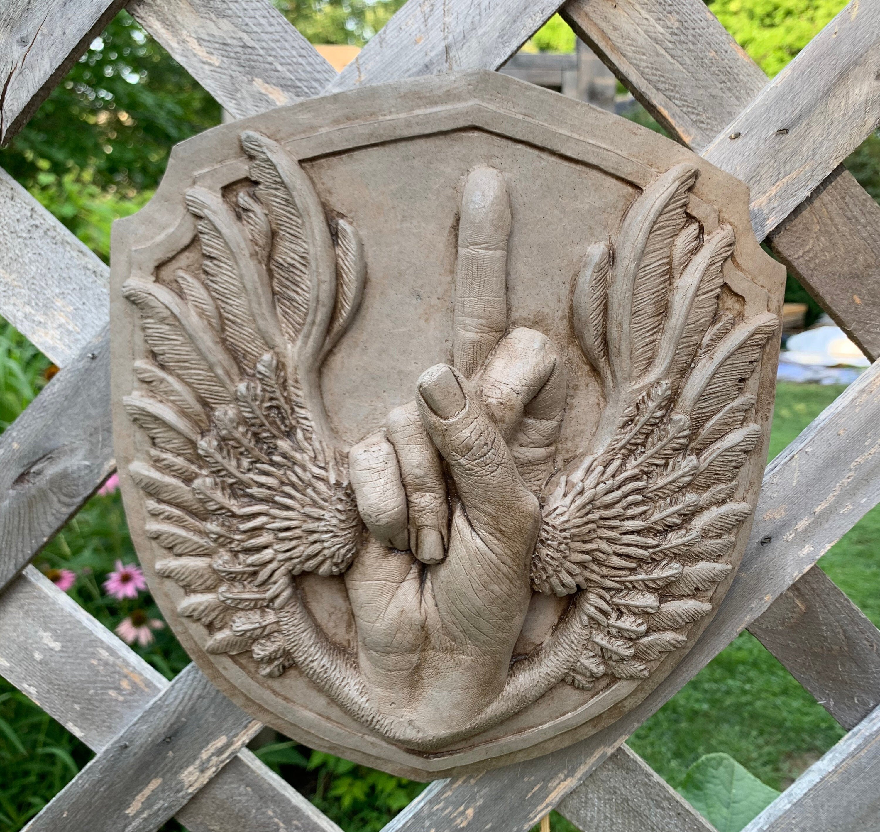 One Finger Salute Wall Plaque Garden Art (brownstone) - Etsy