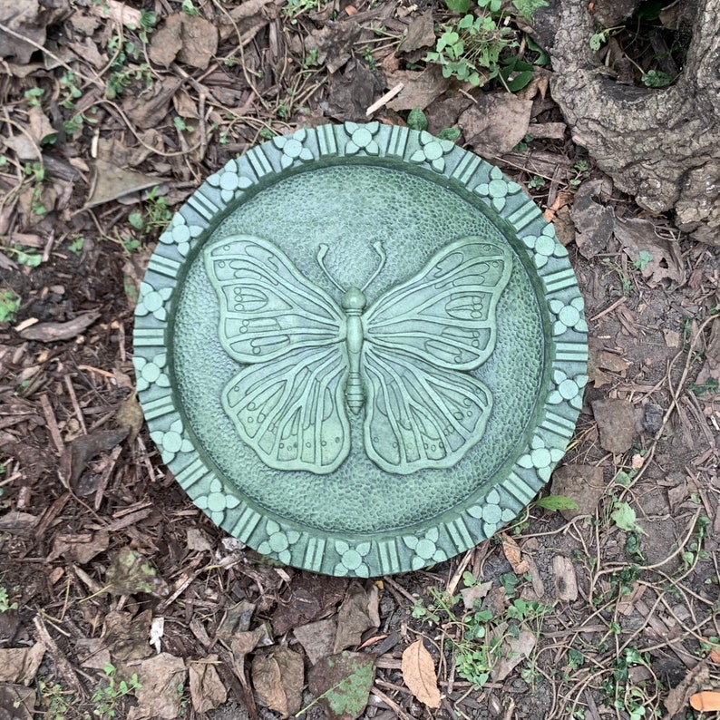 Concrete Butterfly Stepping Stone (moss) Garden Sculpture and Plaque - Etsy