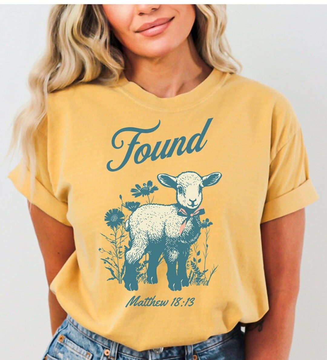 Found Lamb Bible Verse Shirt With Adorable Cute Lamb and Matthew 18:13 ...