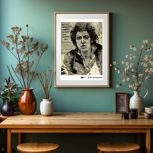 Bruce Springsteen Art Print Over Vintage Map of New Jersey - Fan Art ...